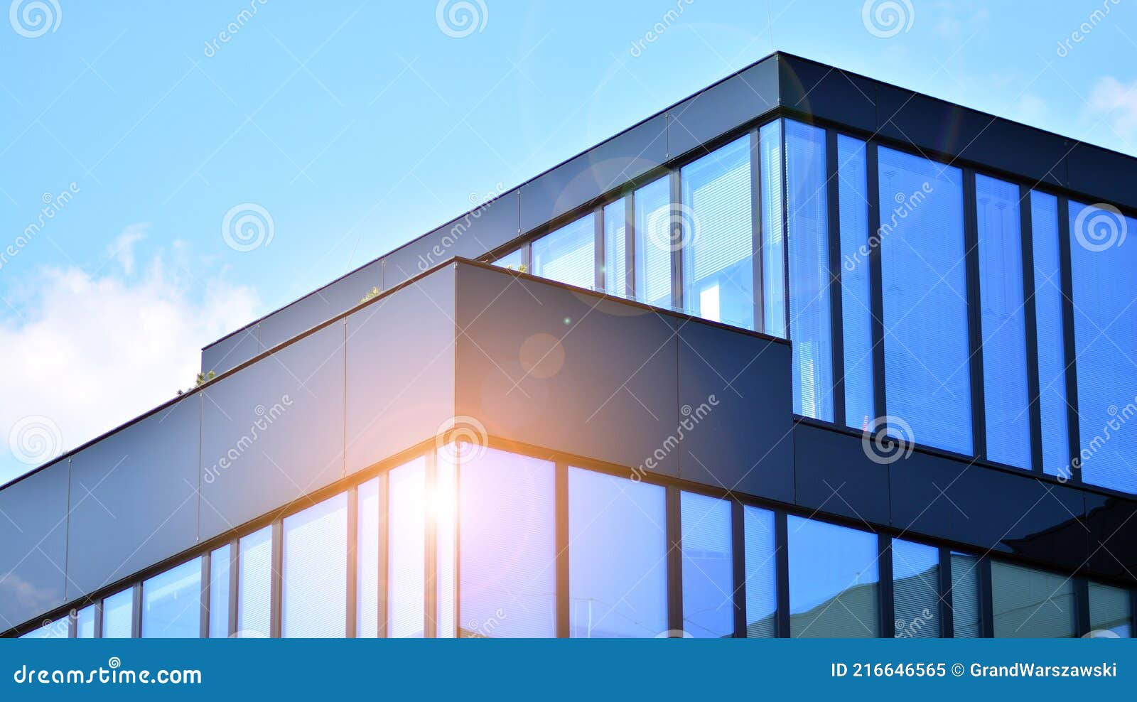 The Glazed Facade of an Office Building with Reflected Sky. Stock Image ...