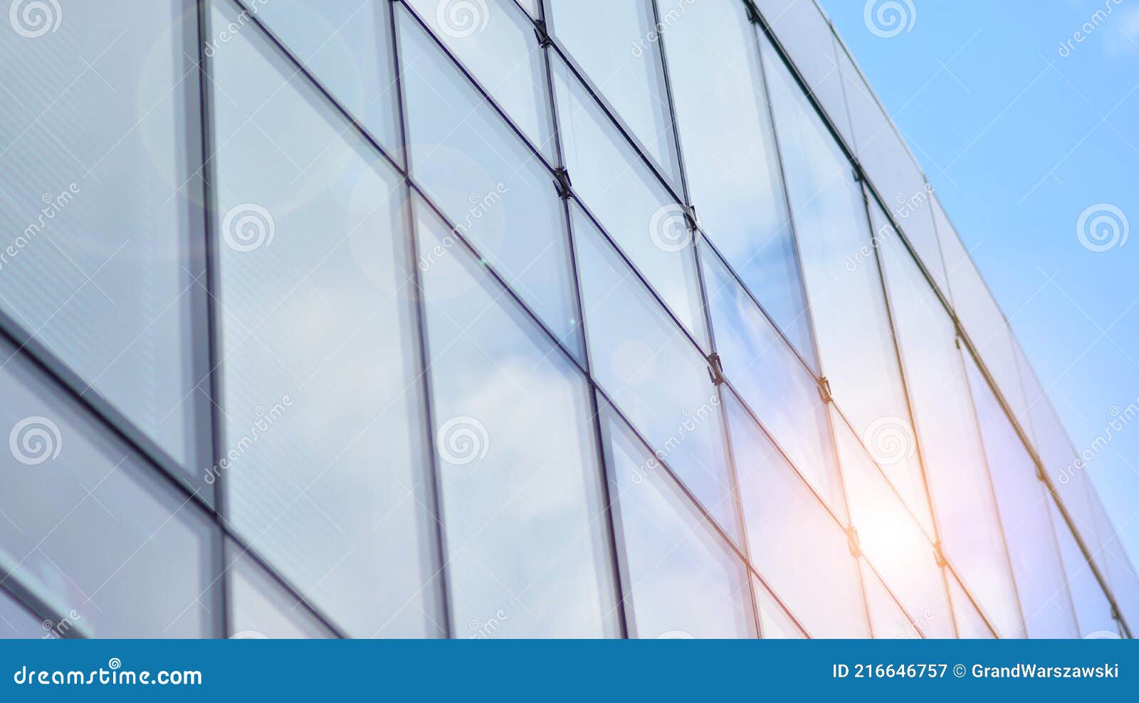 The Glazed Facade of an Office Building with Reflected Sky. Stock Image ...