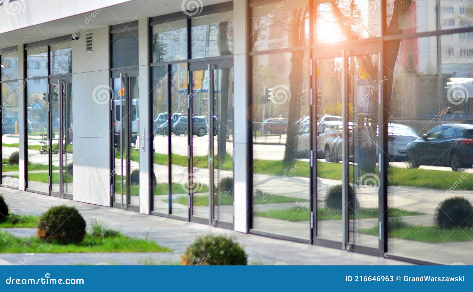 The Glazed Facade of an Office Building with Reflected Sky. Stock Image ...