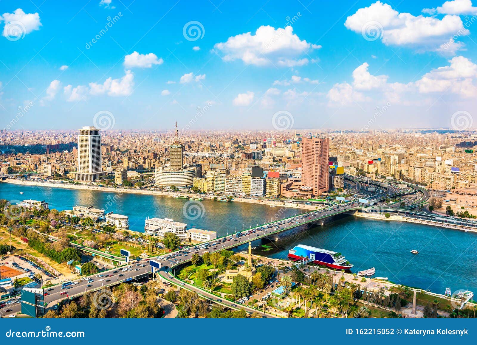 Cairo and Nile from above stock photo. Image of building - 162215052