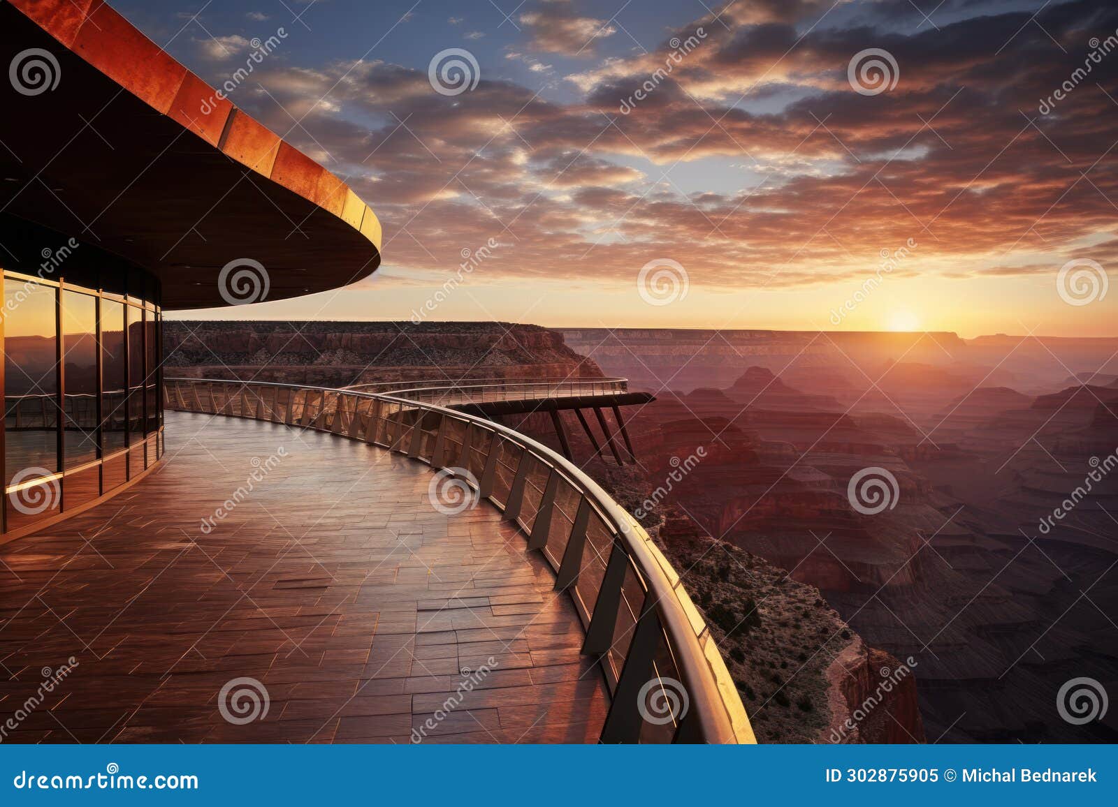 Modern Architecture on Cliffside at Canyon Scenery Stock Illustration ...