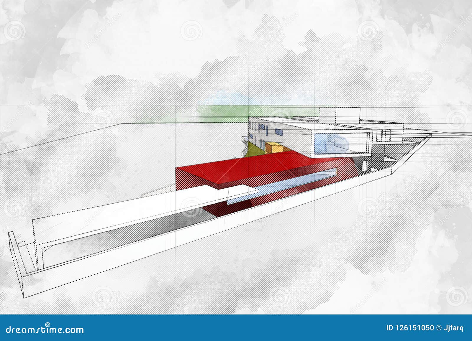 Modern Architecture Computer Generated Illustration Watercolor S Stock ...
