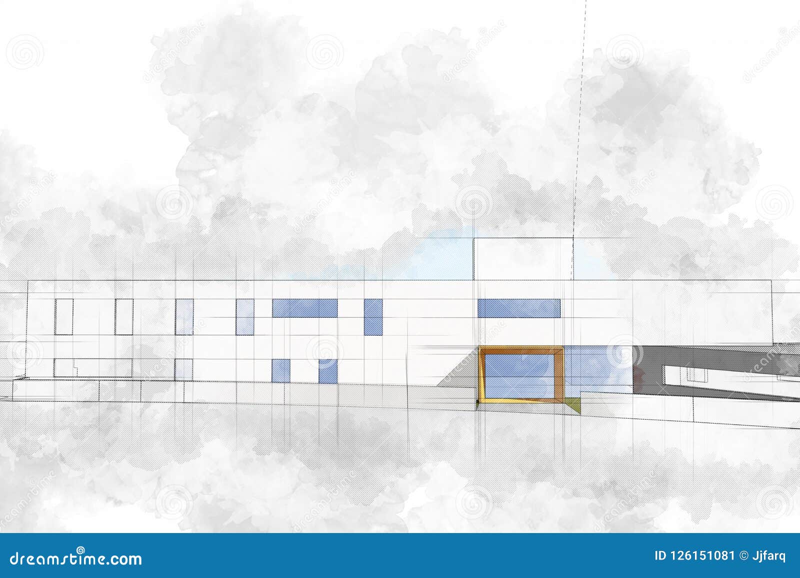 Modern Architecture Computer Generated Illustration Watercolor S Stock ...