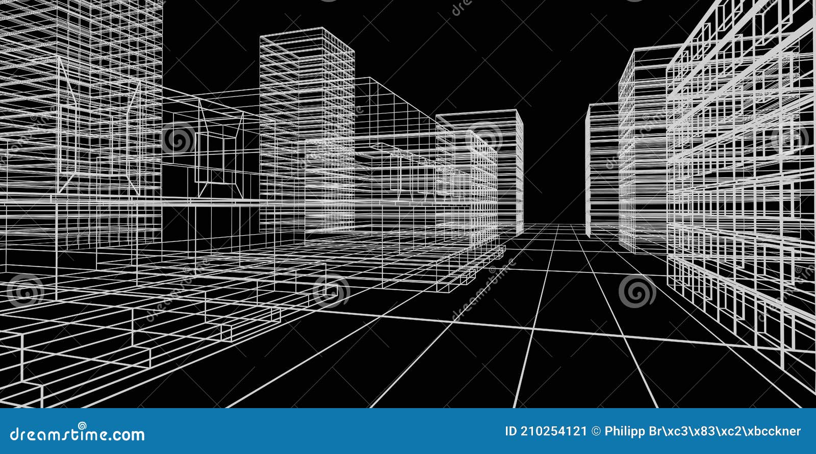 Modern Architecture Concept Sketch Wire Mesh 3d Visualization Render ...