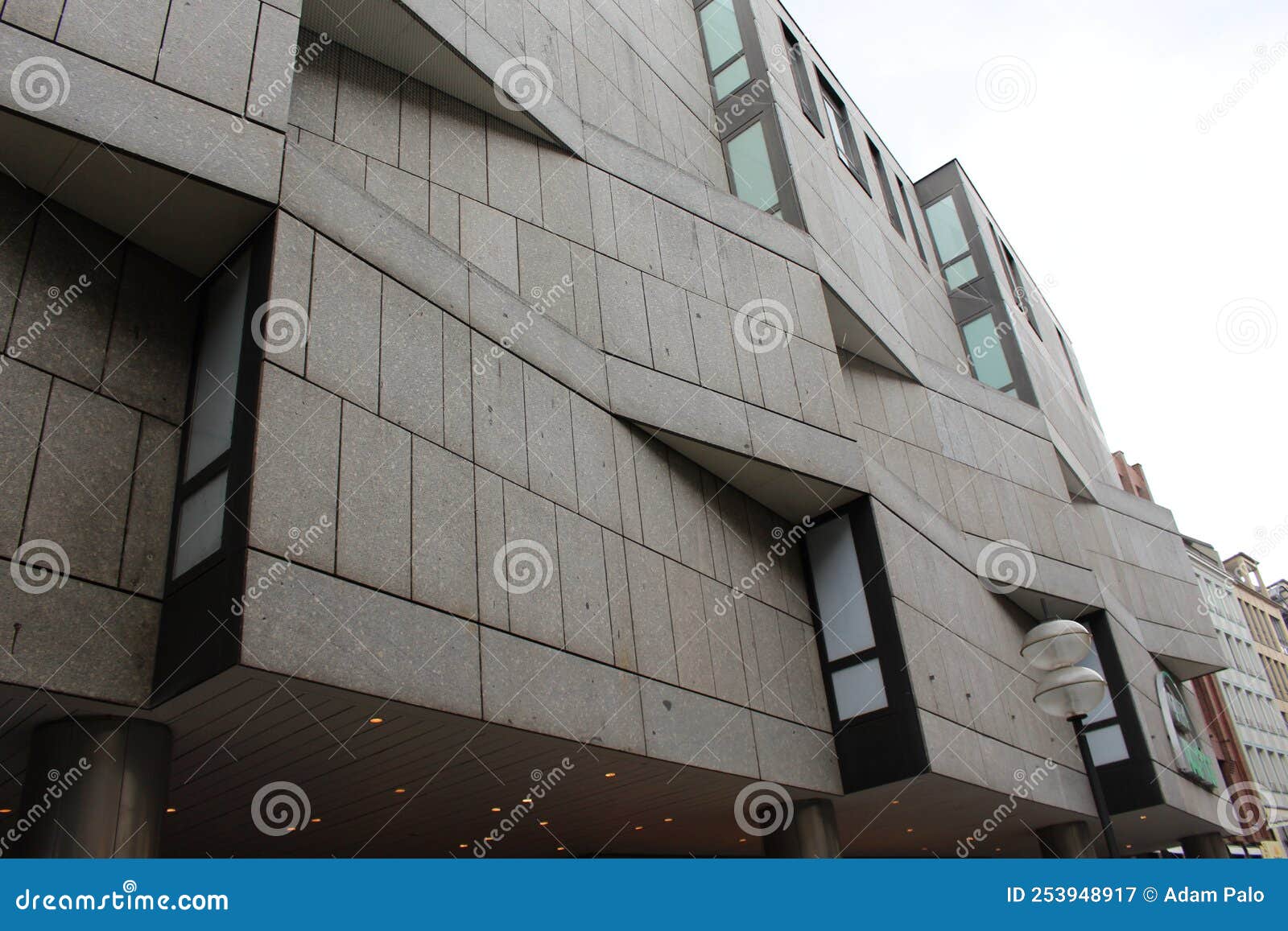 Modern Architecture Concrete Facade Tilted Stock Image - Image of brick ...