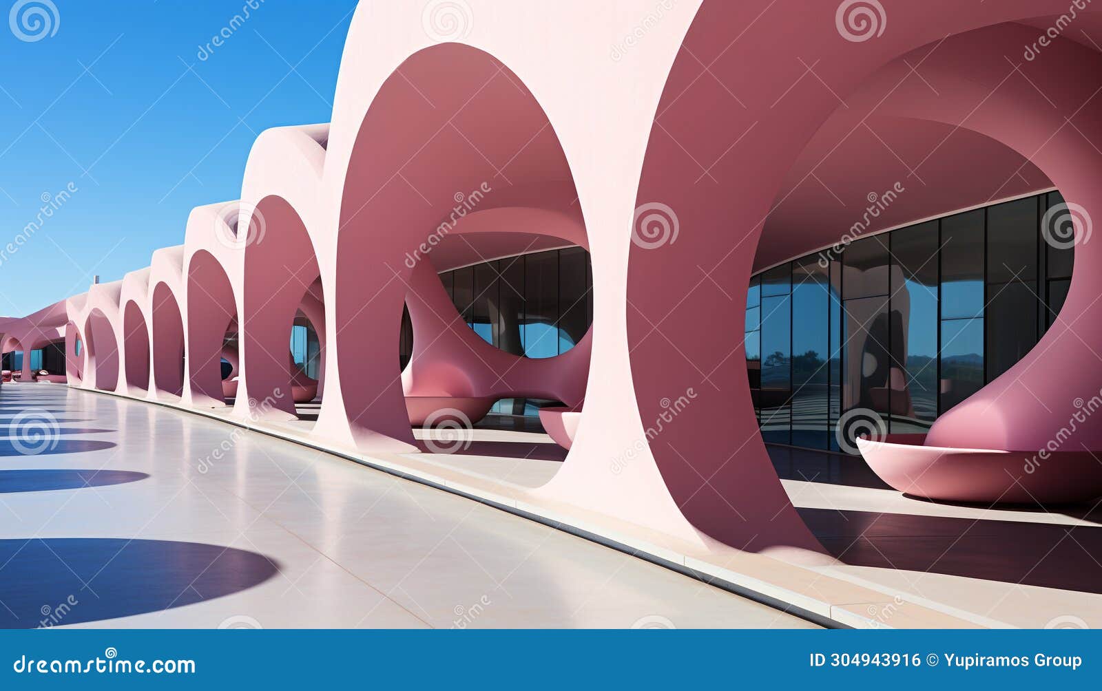 Modern Architecture Design with Bright Pink Skyscraper Illuminated at ...