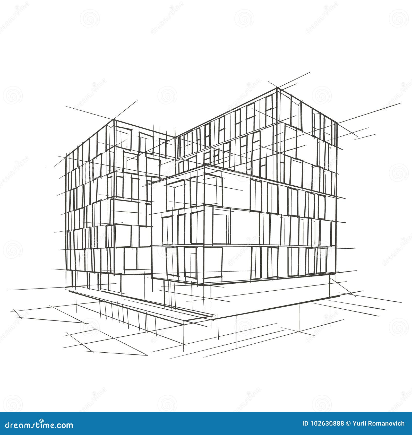 Modern Architecture Drawing. Stock Vector - Illustration of ...