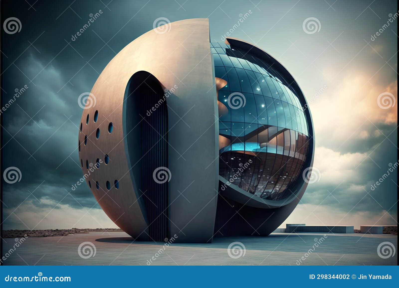 Modern Architecture in the Form of a Sphere. 3D Render Stock ...