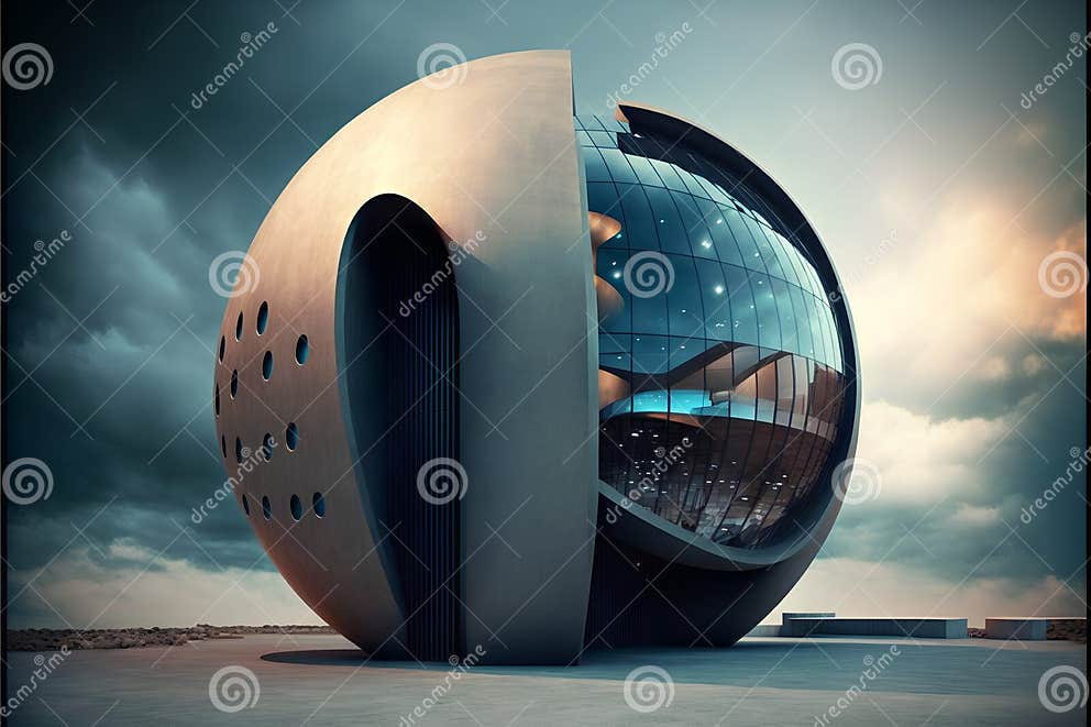 Modern Architecture in the Form of a Sphere. 3D Render Stock ...