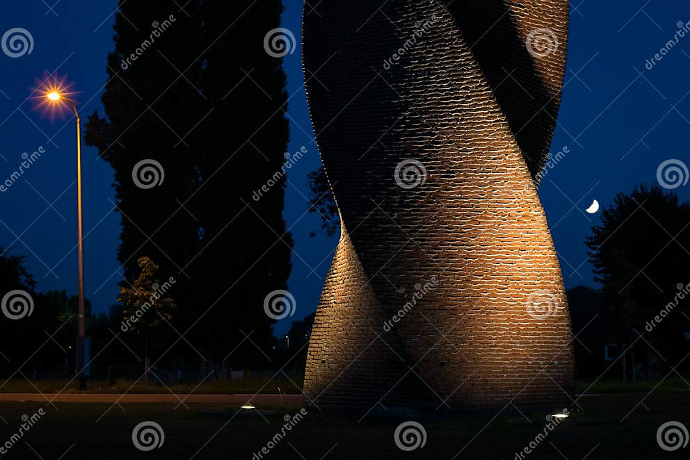 Modern Architecture in the Form of a Textured Brick Wall in the Shape ...