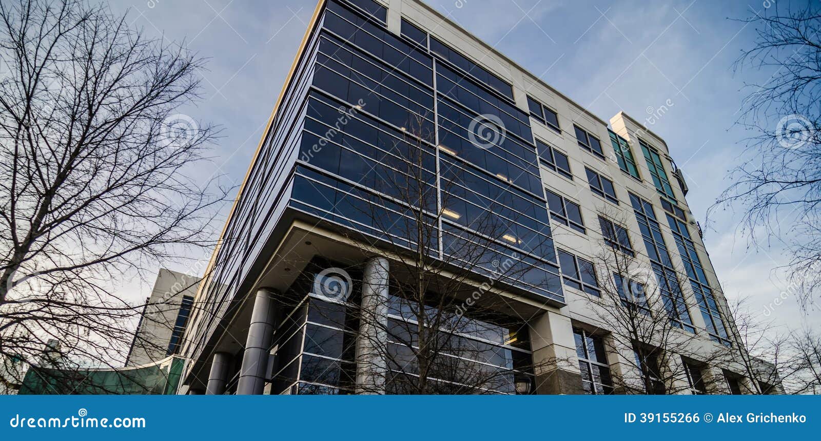 Modern Architecture with Glass and Columns Stock Photo - Image of 21st ...