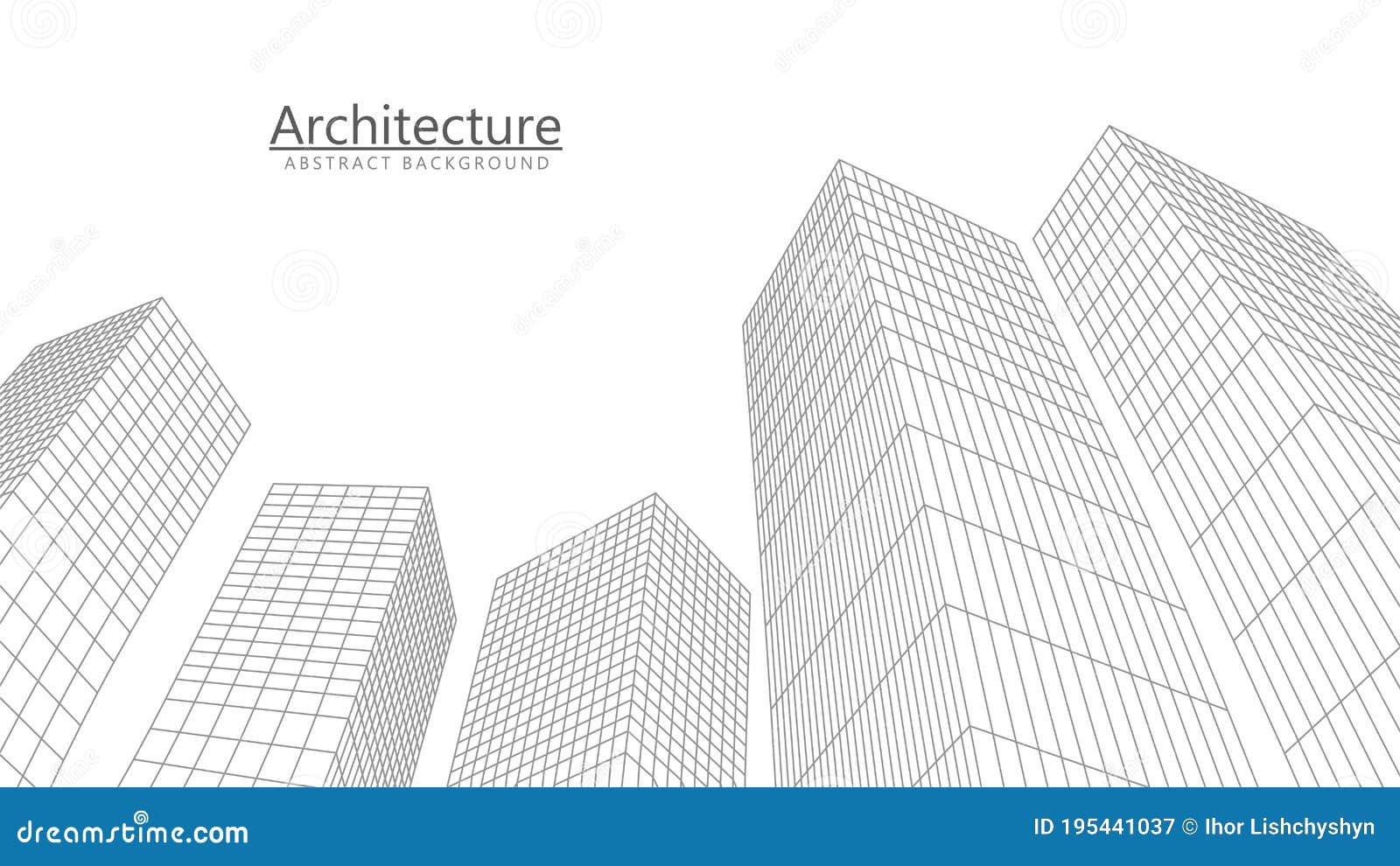 Modern Architecture Grid Background. Wireframe Perspective Buildings on ...