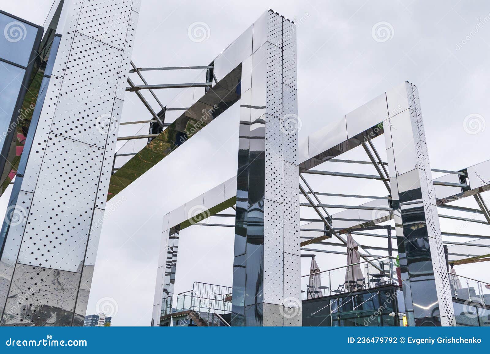 Modern Architecture High-Tech Mirror Columns Landscape Geometry Lines ...