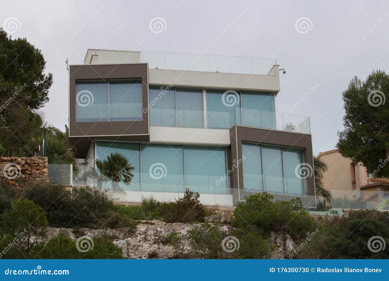 Modern Architecture House with Square Forms Stock Photo - Image of ...