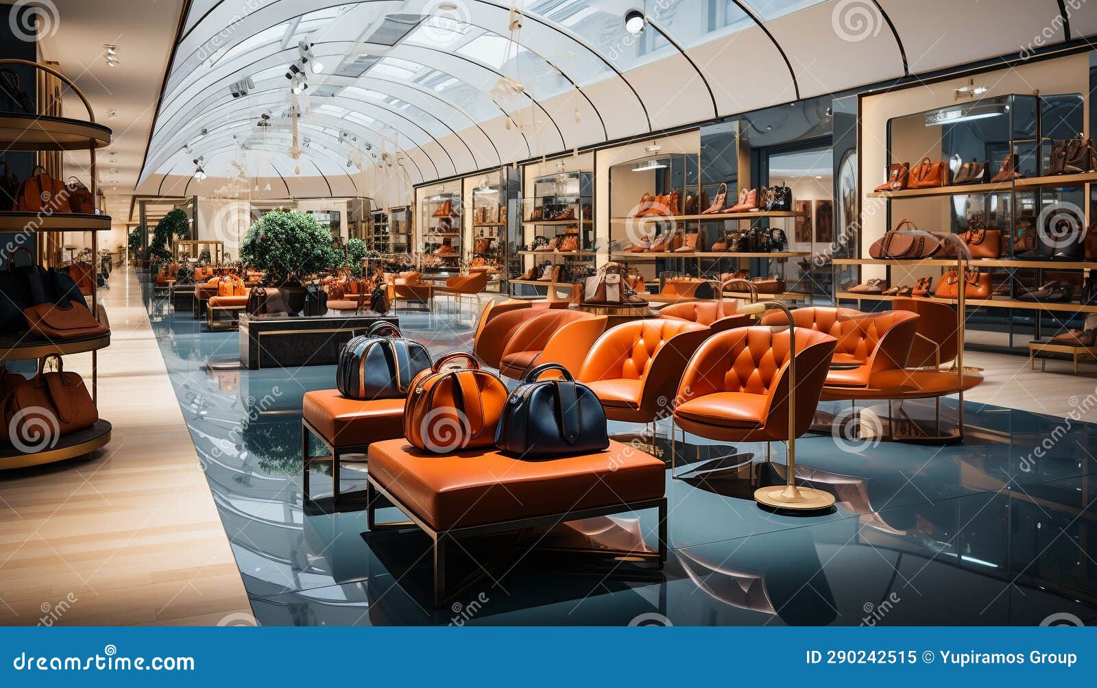 Modern Architecture Inside a Luxury Fashion Store, Comfortable Seating ...