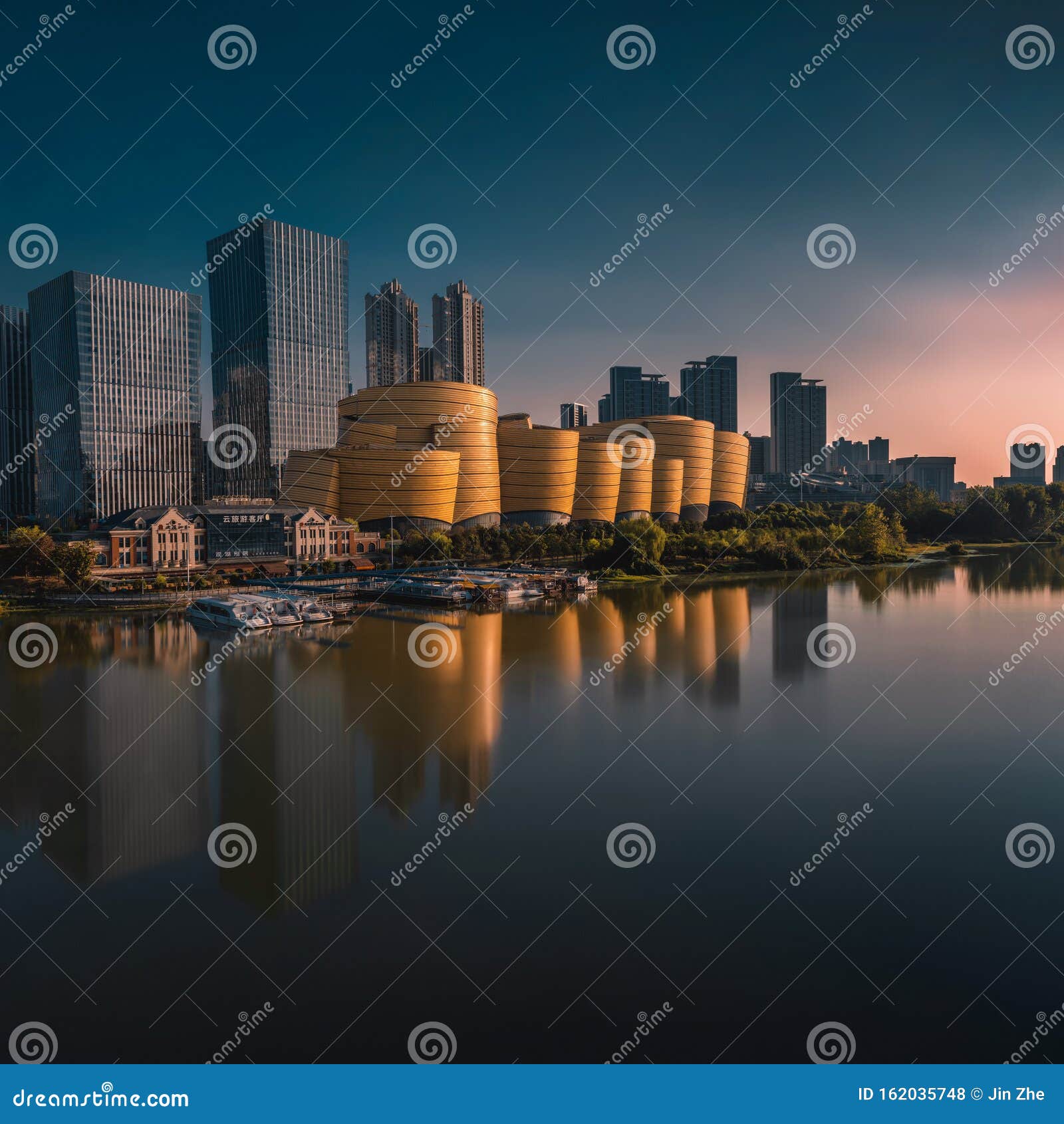 Modern Architecture by the Lake Stock Photo - Image of color, buildings ...