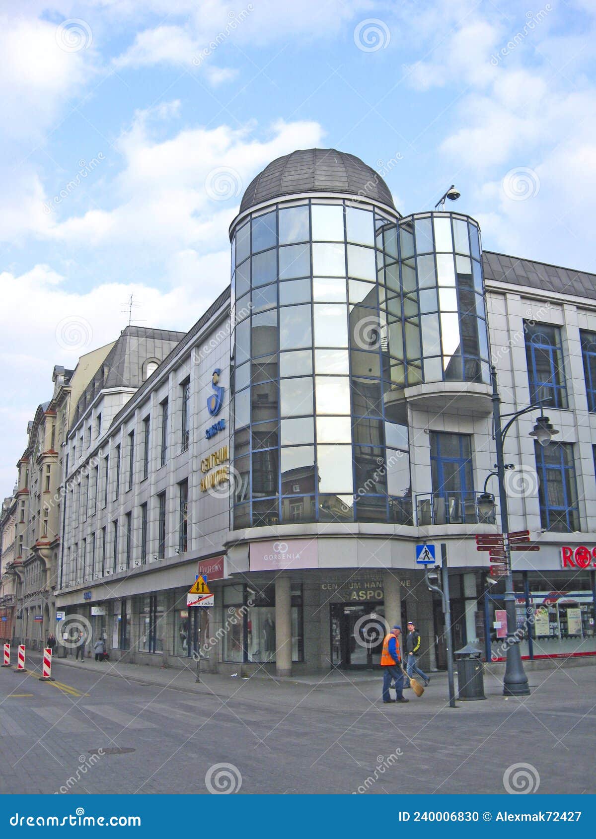 Modern Architecture in Lodz. Building with Dark Glass Windows. Office ...