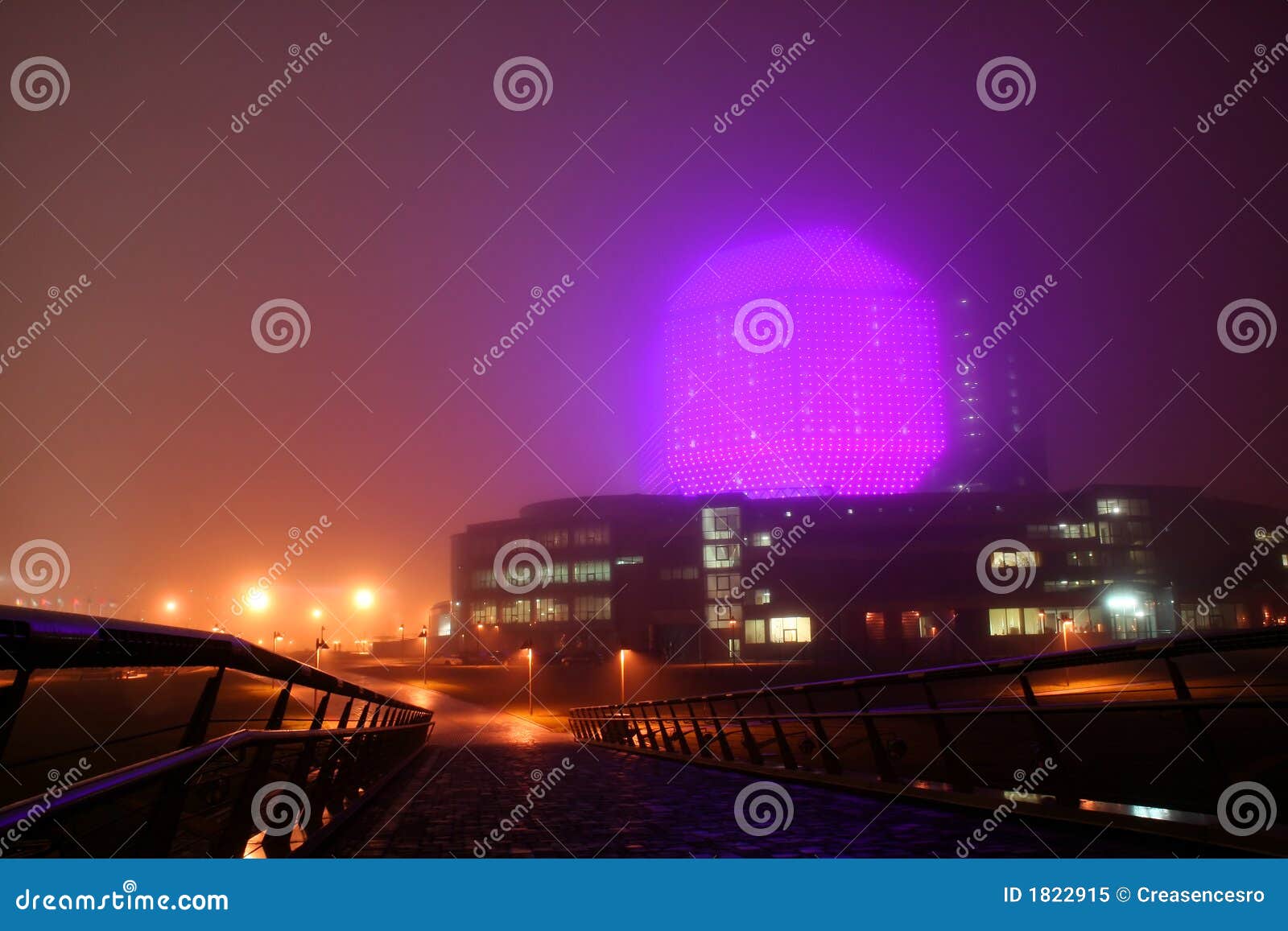 Modern Architecture in Neon Light Stock Image - Image of business ...
