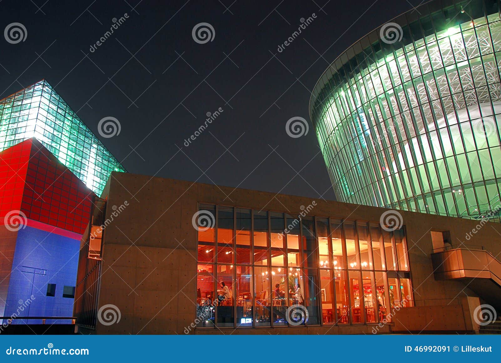 Modern architecture night editorial photo. Image of cold - 46992091