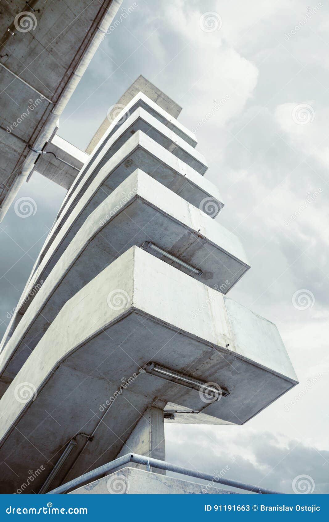 Modern Architecture Outdoor Stairs Under Bridge Stock Image - Image of ...
