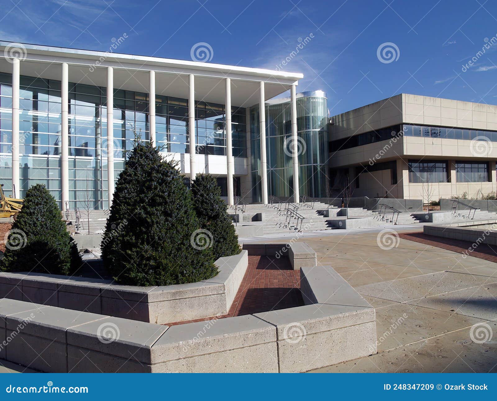 Modern Architecture Pillars Glass and Steps Editorial Stock Image ...