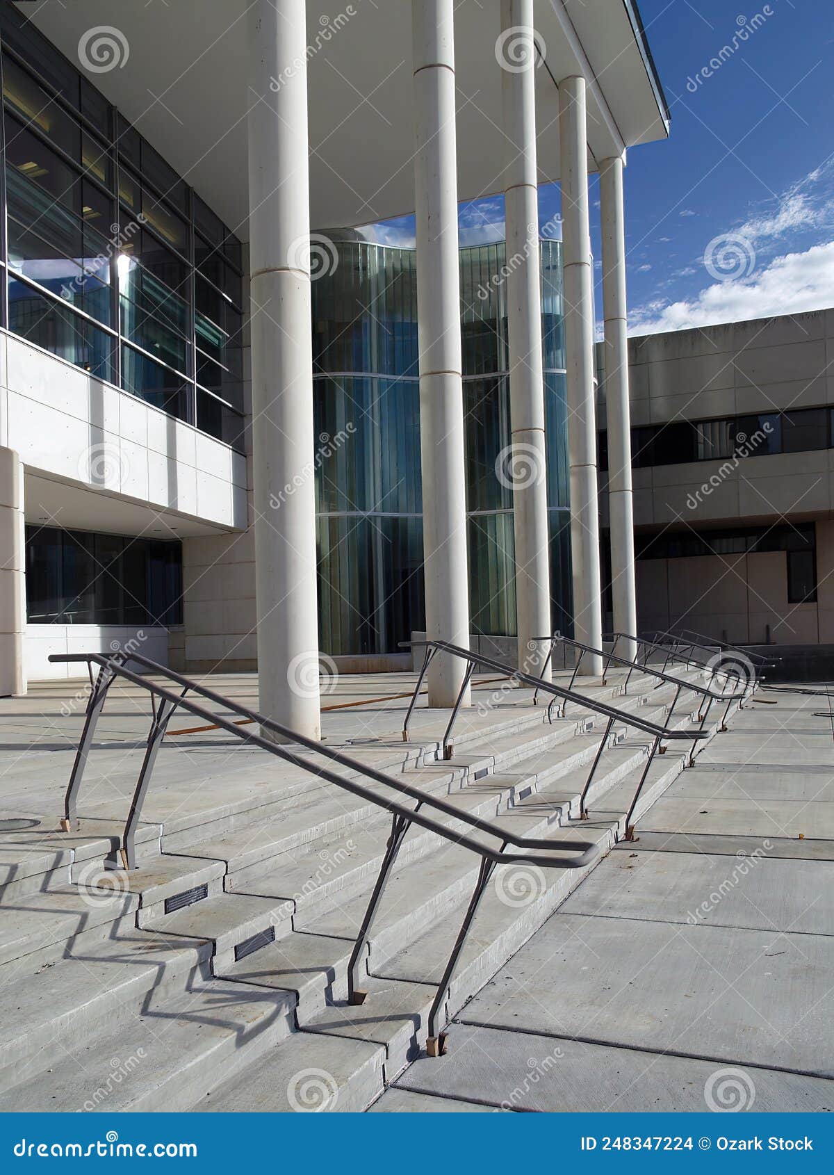 Modern Architecture Pillars Glass and Steps Editorial Stock Image ...