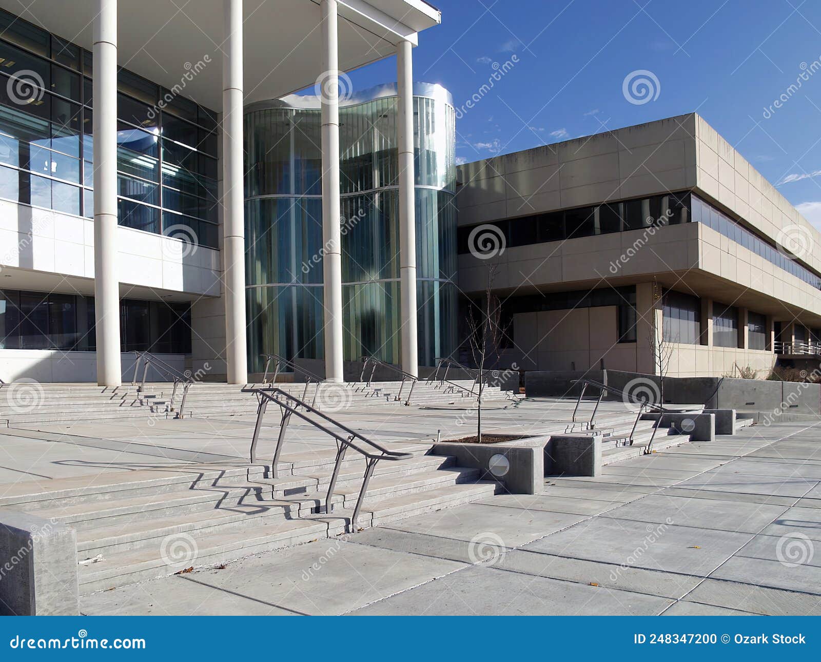 Modern Architecture Pillars Glass Steps and Concrete Editorial Image ...