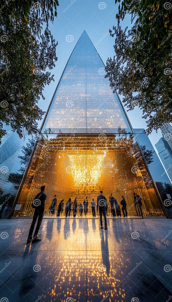 Modern Architecture Striking Reflections of Golden Hour Light on a ...