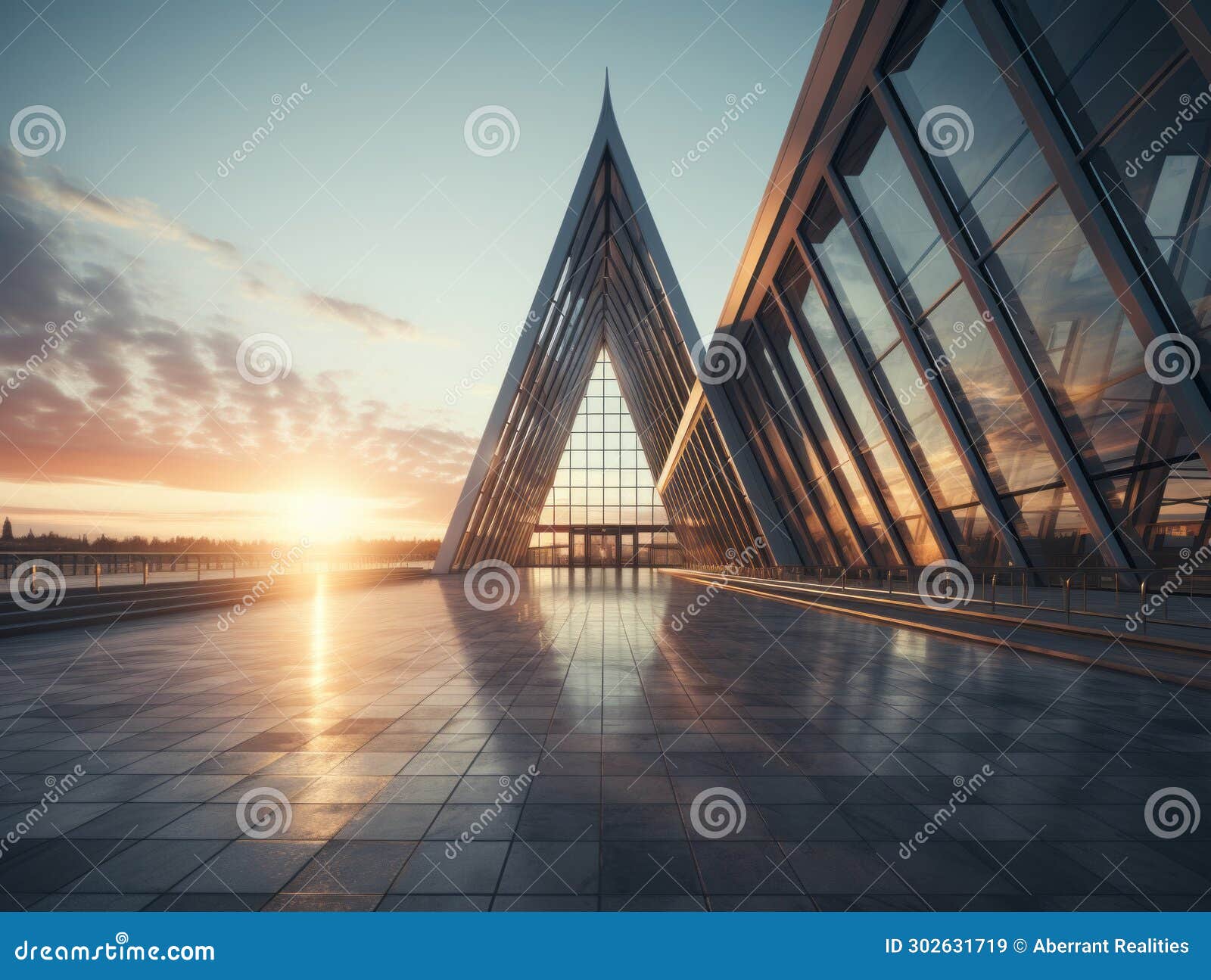 Modern Architecture at Sunset in a Modern Building Stock Illustration ...