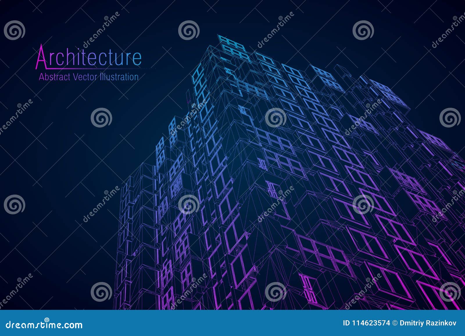 Modern Architecture Wireframe. Concept of Urban Wireframe. Wireframe ...