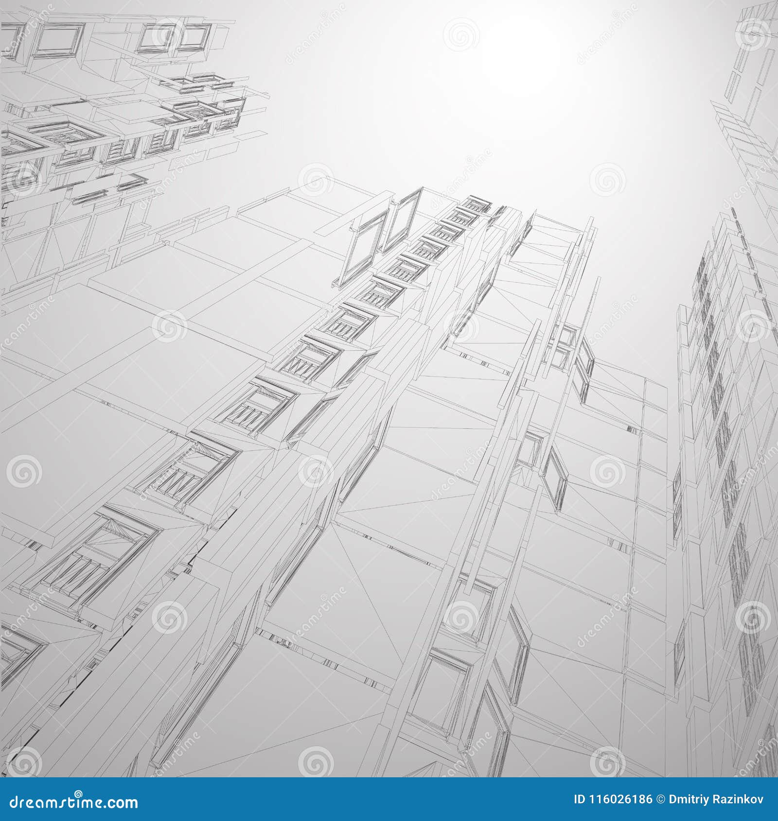 Modern Architecture Wireframe. Concept of Urban Wireframe. Wireframe ...