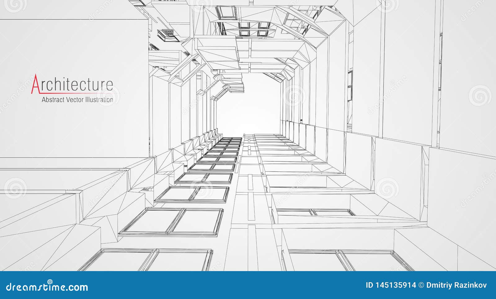 Modern Architecture Wireframe. Concept of Urban Wireframe. Wireframe ...