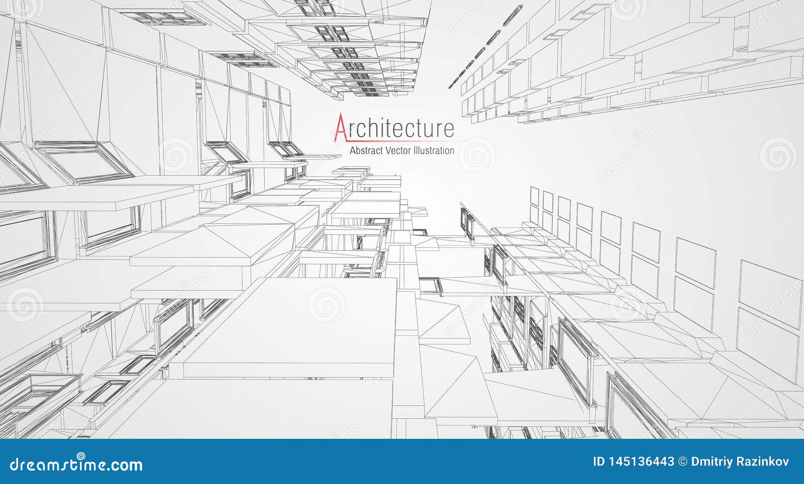 Modern Architecture Wireframe. Concept of Urban Wireframe. Wireframe ...