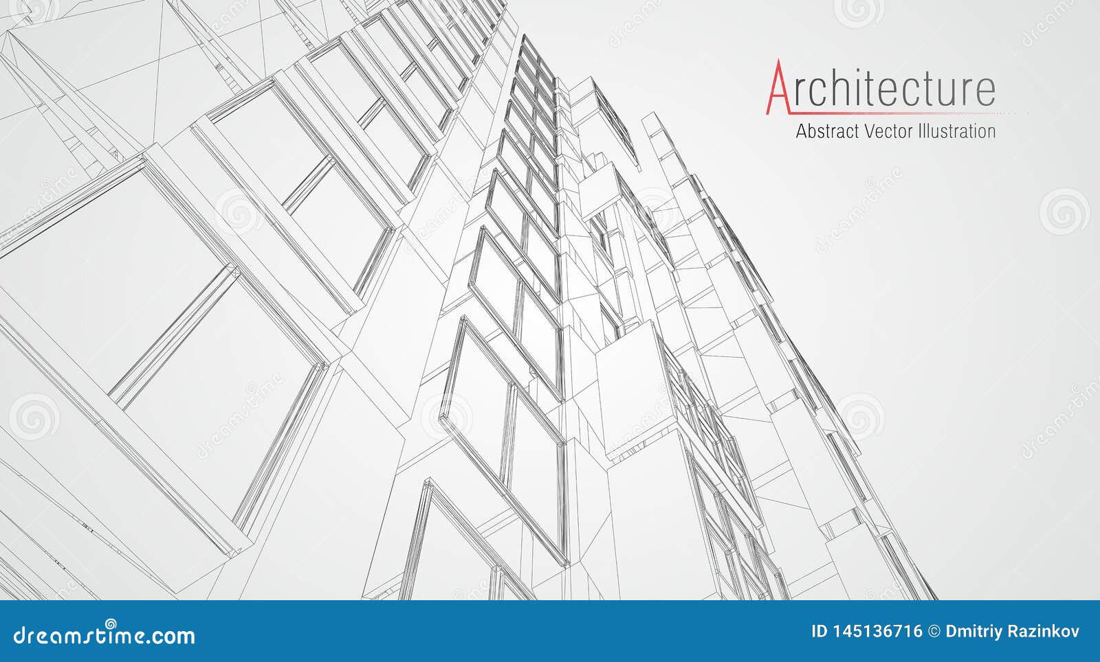 Modern Architecture Wireframe. Concept of Urban Wireframe. Wireframe ...