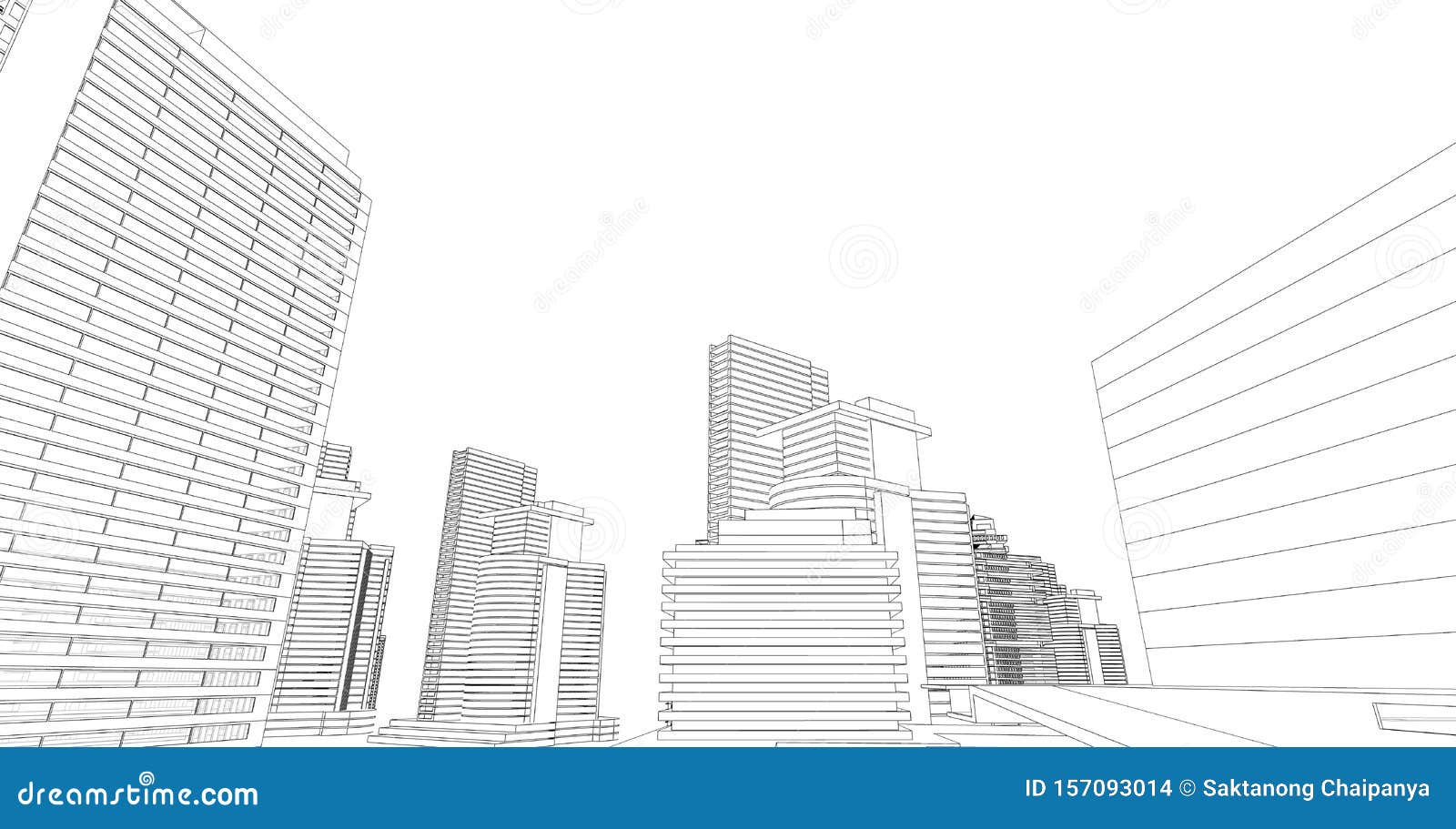 Modern Architecture Wireframe. Concept of Urban Wireframe Stock ...