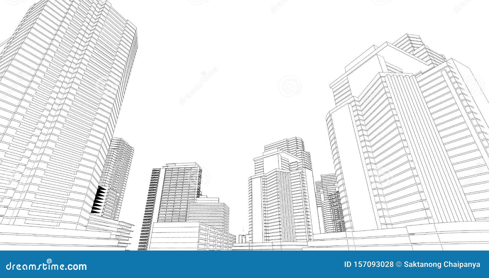 Modern Architecture Wireframe Concept Of Urban Wireframe Stock