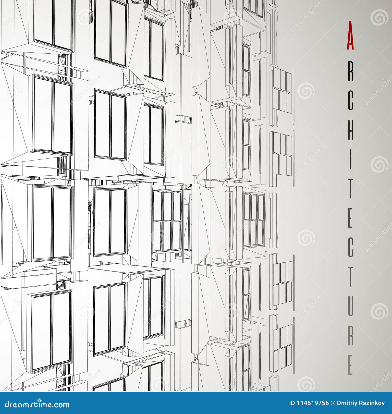 Modern Architecture Wireframe. Concept of Urban Wireframe. Wireframe ...