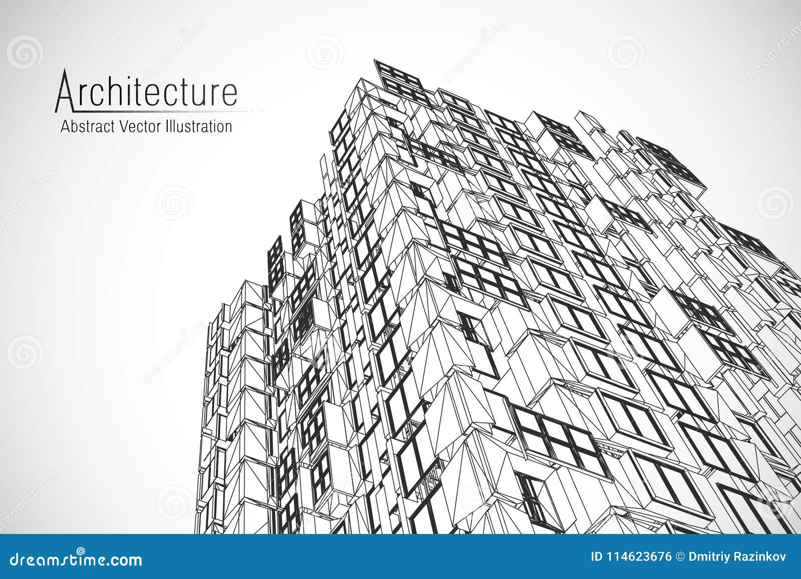 Modern Architecture Wireframe. Concept of Urban Wireframe. Wireframe ...