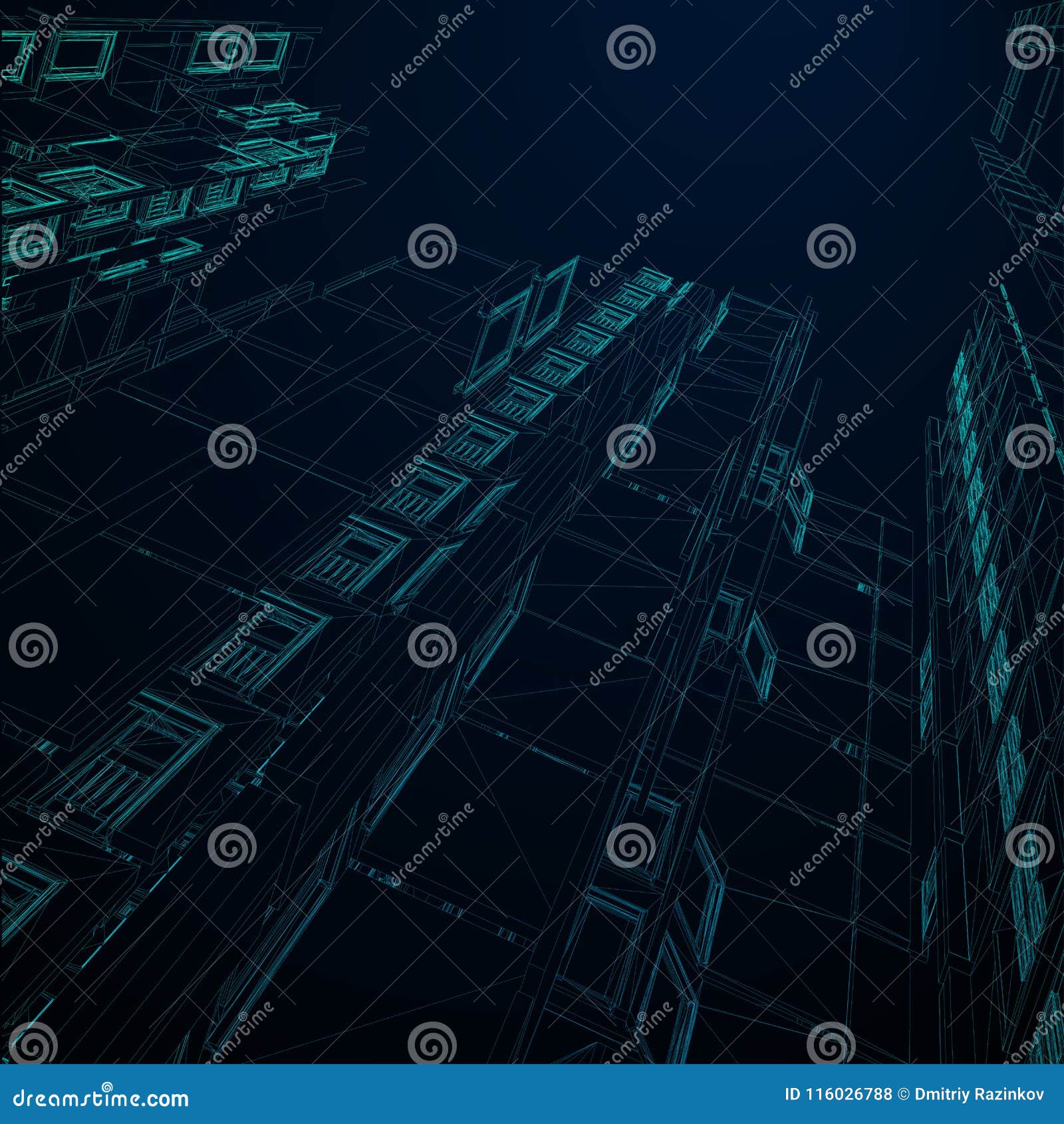 Modern Architecture Wireframe. Concept of Urban Wireframe. Wireframe ...
