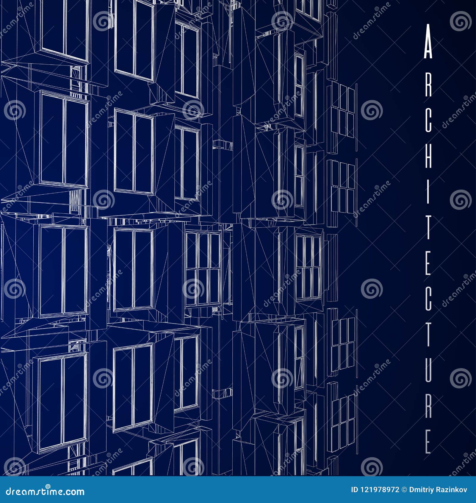 Modern Architecture Wireframe. Concept of Urban Wireframe. Wireframe ...