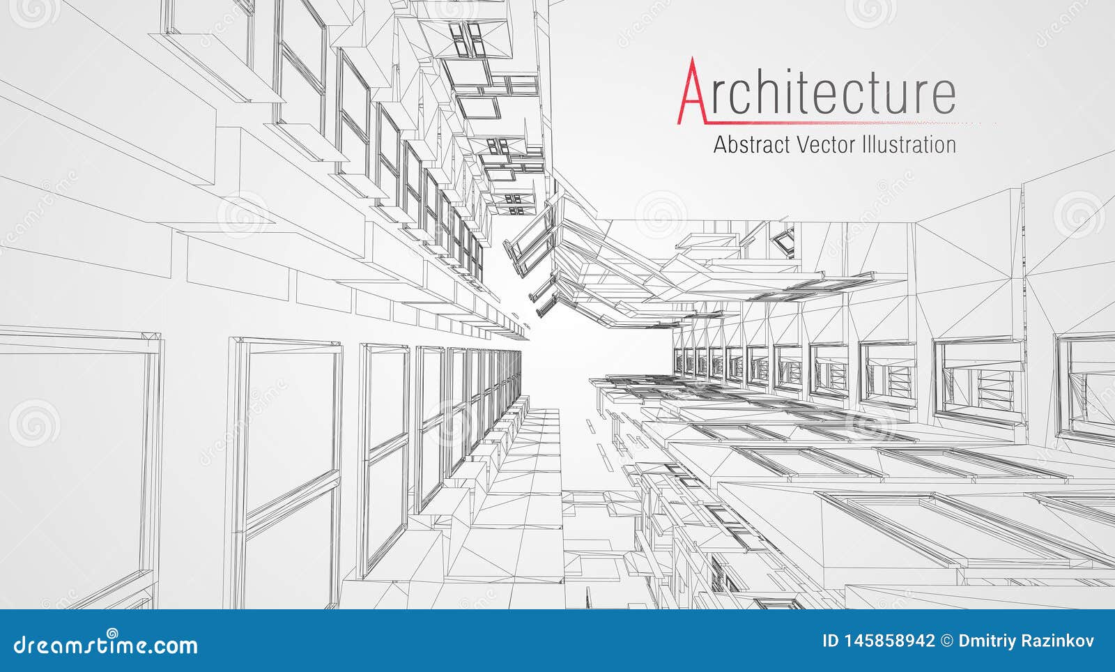 Modern Architecture Wireframe. Concept of Urban Wireframe. Wireframe ...