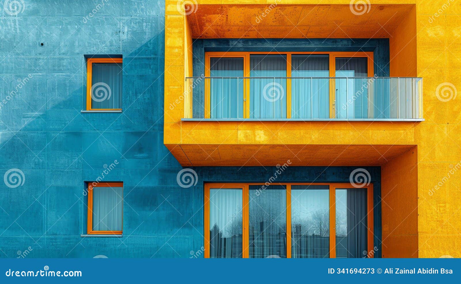 Modern Architecture - Yellow and Blue.Bold Contrast Stock Illustration ...