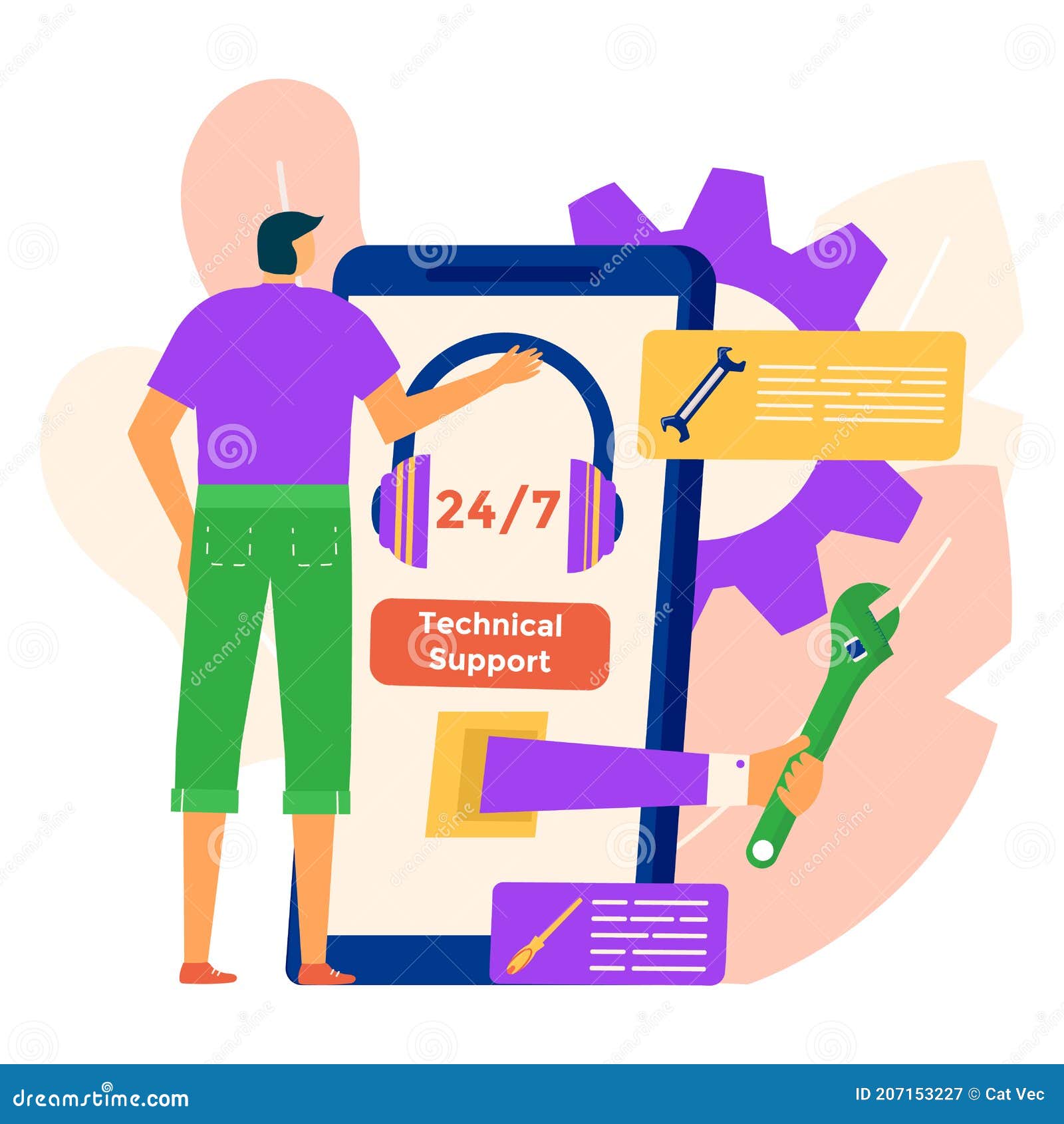 Remote Assistance And Technical Support Banners Cartoon Vector ...