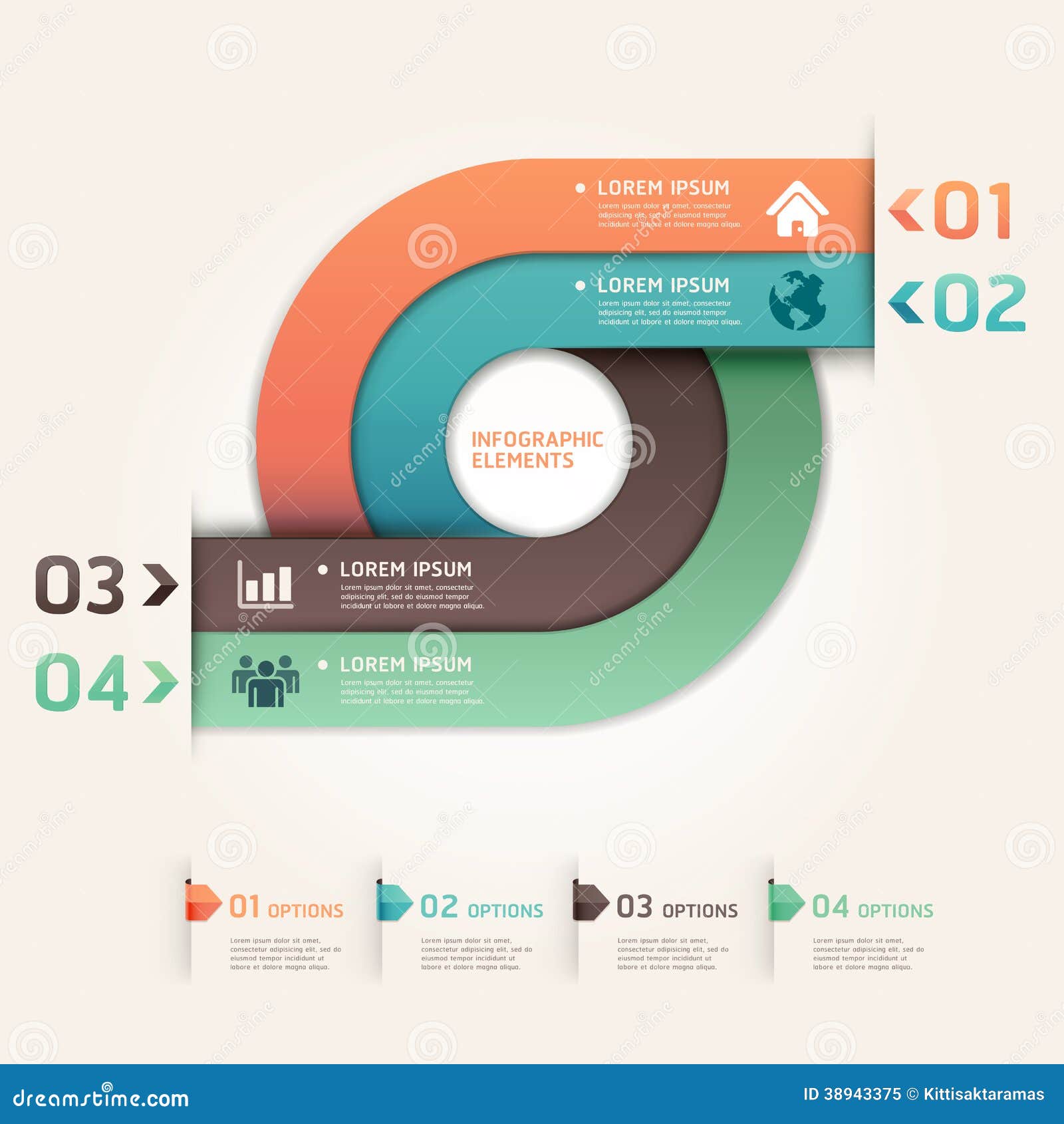 5 Circle Step Infographic With Abstract Timeline Template. Presentation ...