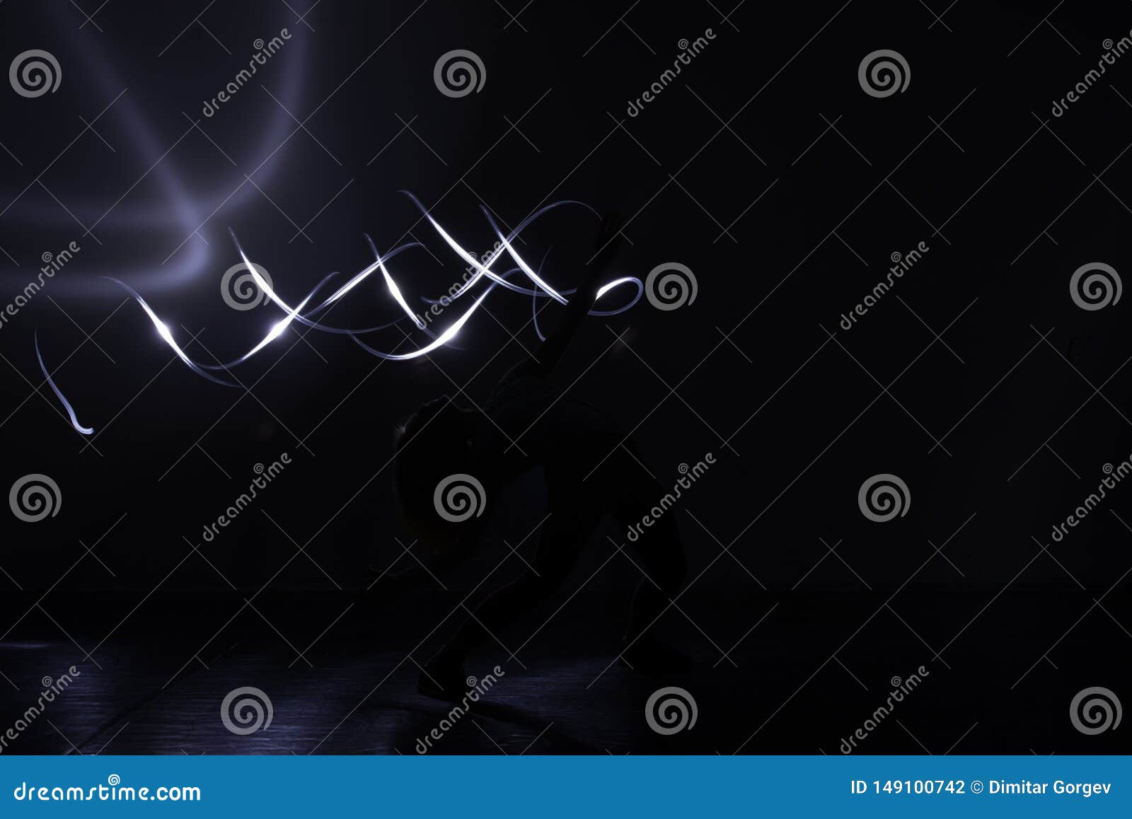 Modern Art Dancer, Dancing in Front of a Black Background with Neon ...