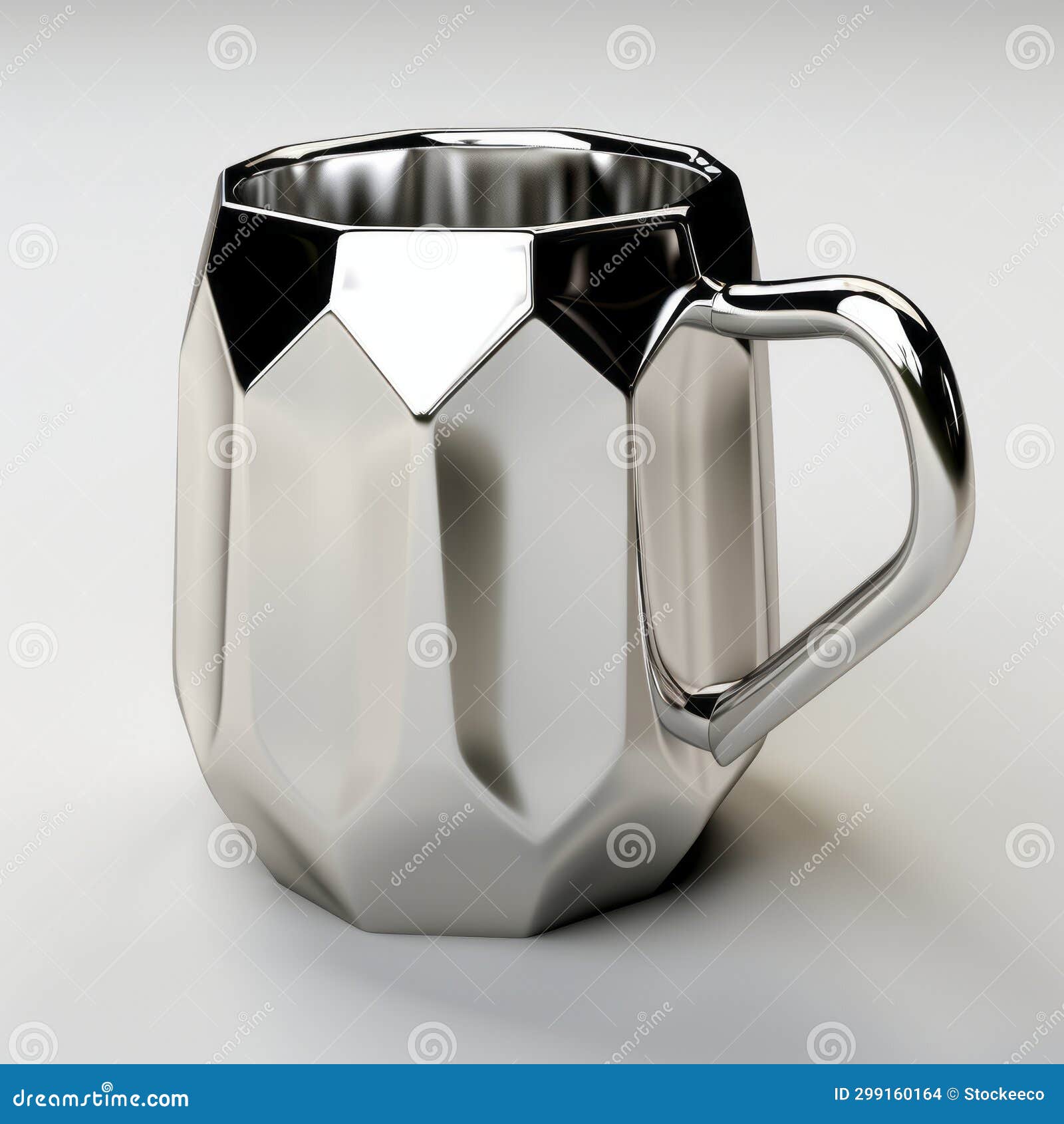 Low Poly Silver Mug on White Surface Stock Illustration - Illustration ...