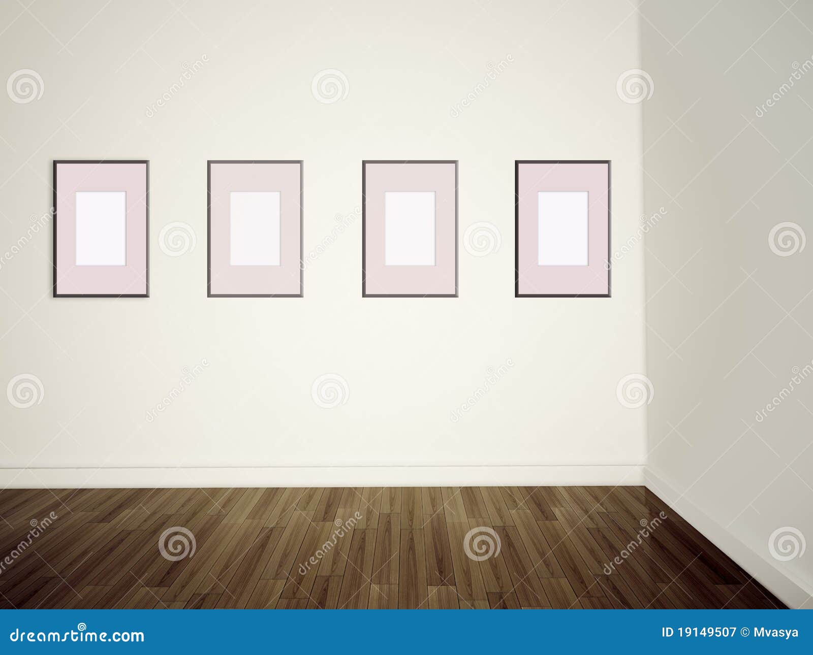 Modern Art Gallery Empty Pictures on a Wall Stock Illustration ...