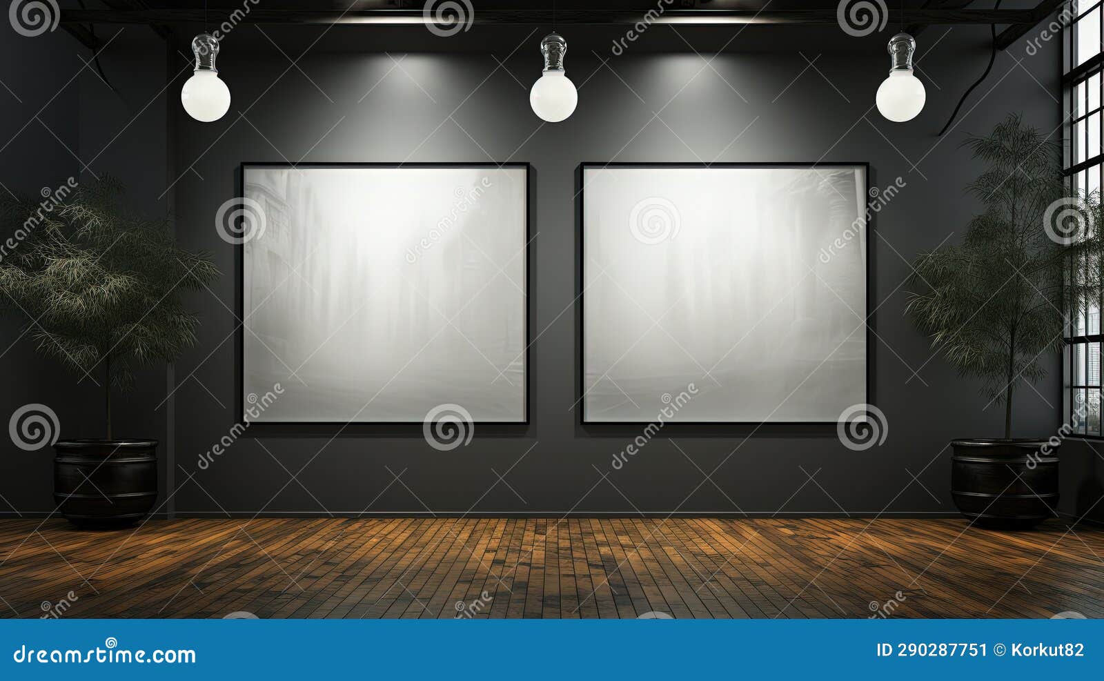 Modern Art Gallery Interior with Blank Poster on Wall Stock ...
