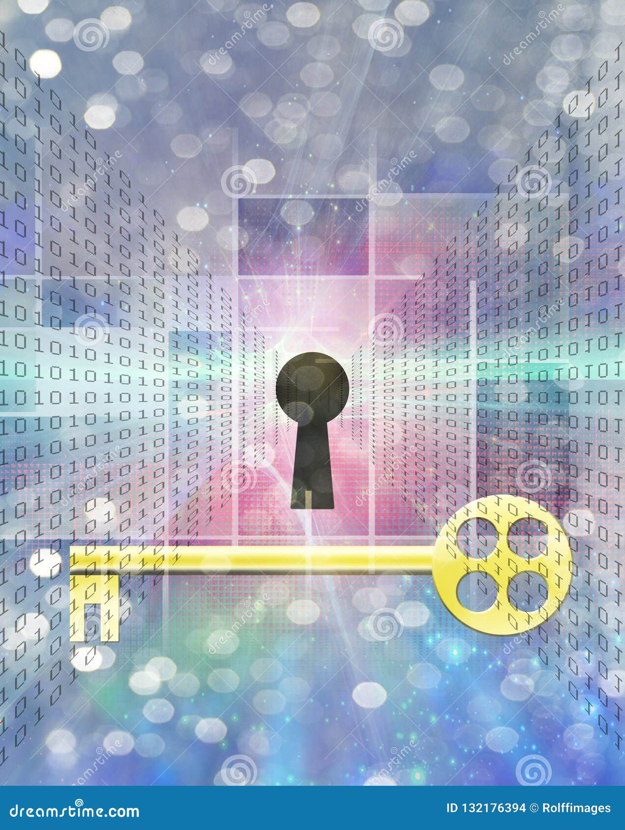 Key hole in binary space stock illustration. Illustration of encryption ...