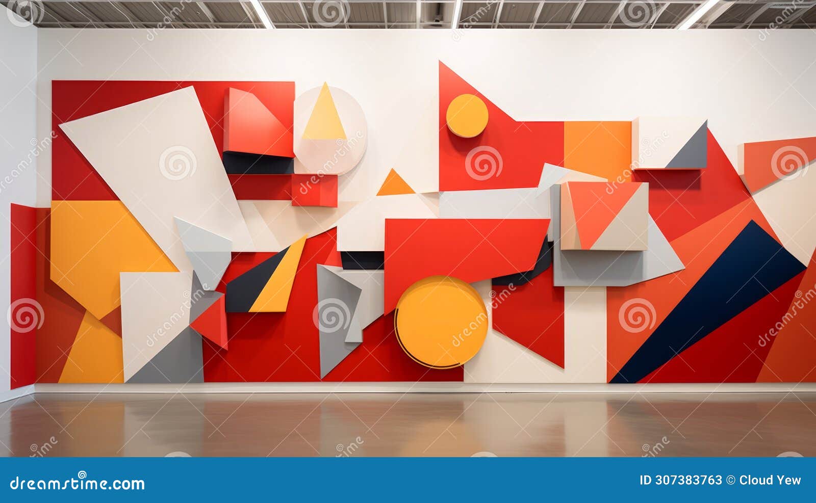 A Modern Art Installation with Bold Geometric Shapes Stock Illustration ...